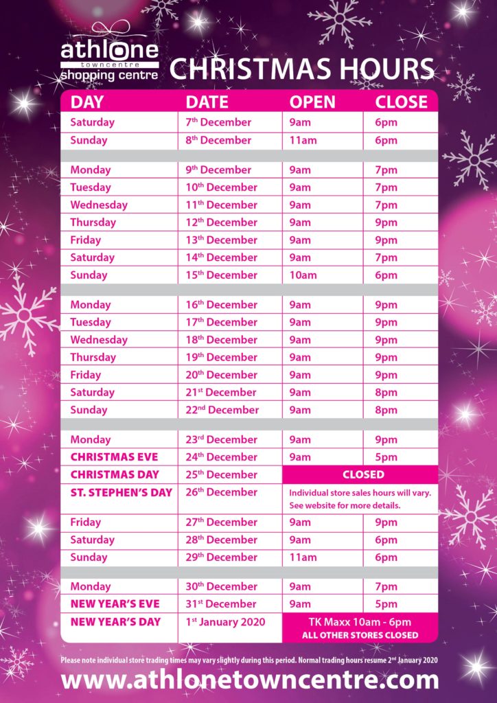 opening hours | Athlone Towncentre Shopping Centre